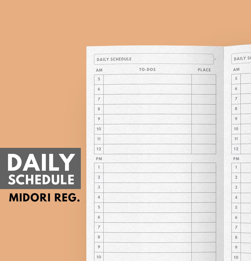 Daily Hourly Planner Printable for Midori Travelers Notebook - Etsy