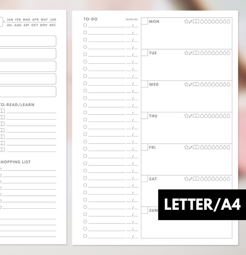 2 Page Vertical AT A GLANCE WEEKLY Planner 2020, Printable Big Happy ...