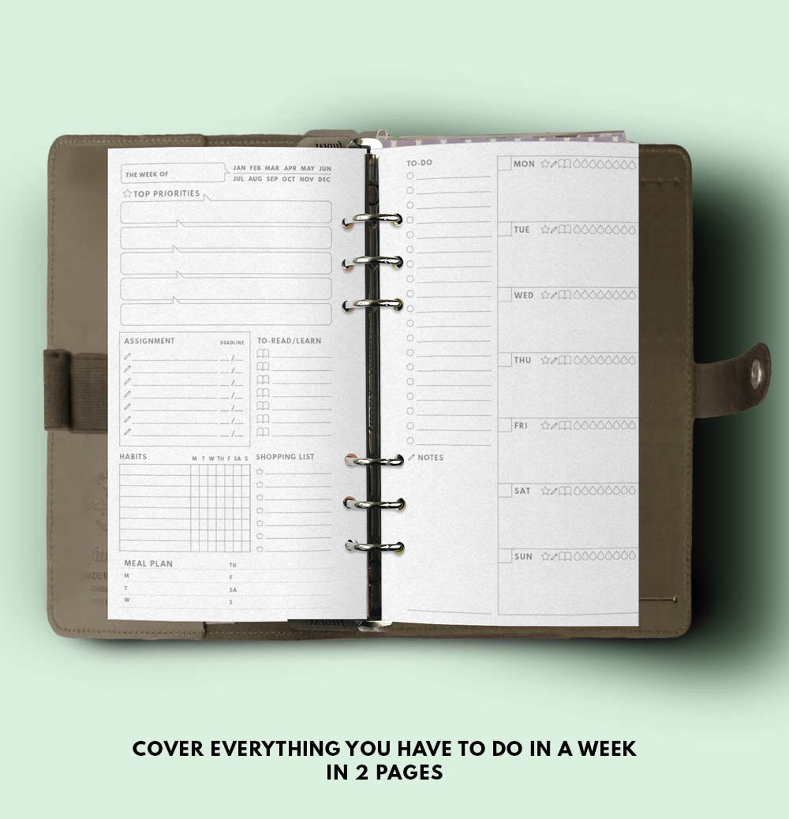 At a Glance Undated Weekly Planner Personal Planner Insert | Etsy