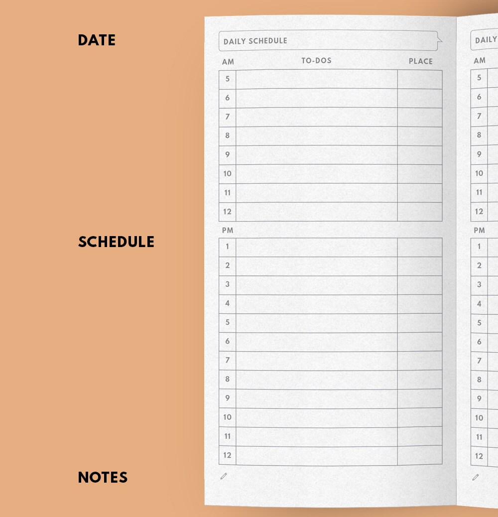Daily Hourly Planner Printable for Midori Travelers Notebook - Etsy