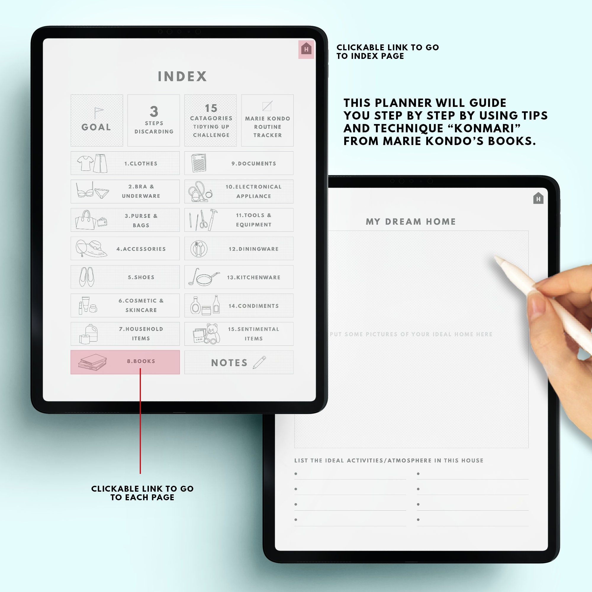 Tidying up Digital Planner Inspired by Marie Kondo, the Konmari Method ...