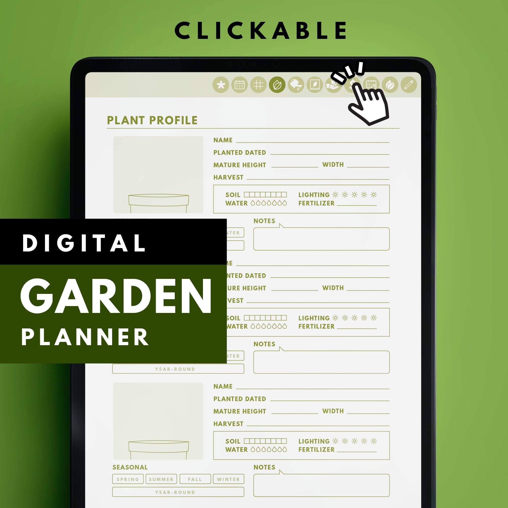 Digital Garden Planner With Hyperlinked for Goodnotes, Notability App ...