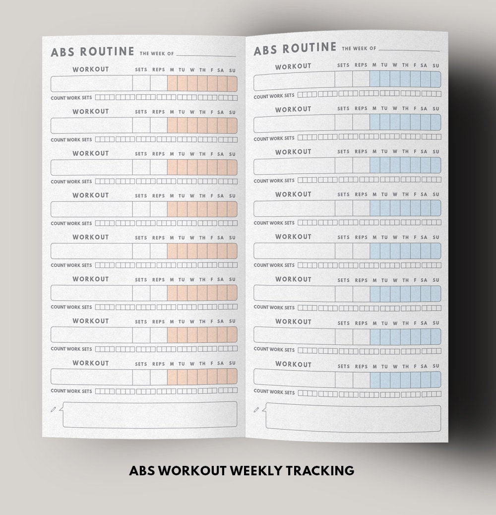 Abs Workout Routine Tracker, Printable Weight Loss Habit Tracker for ...
