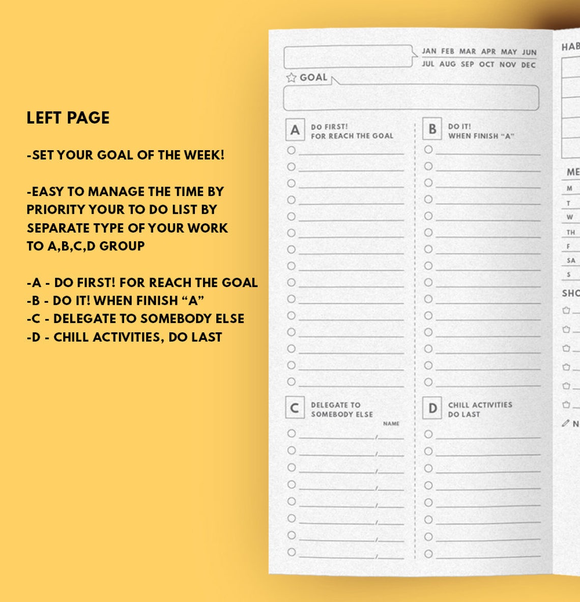 At a Glance Weekly Planner on 2 Pages for Midori - Etsy