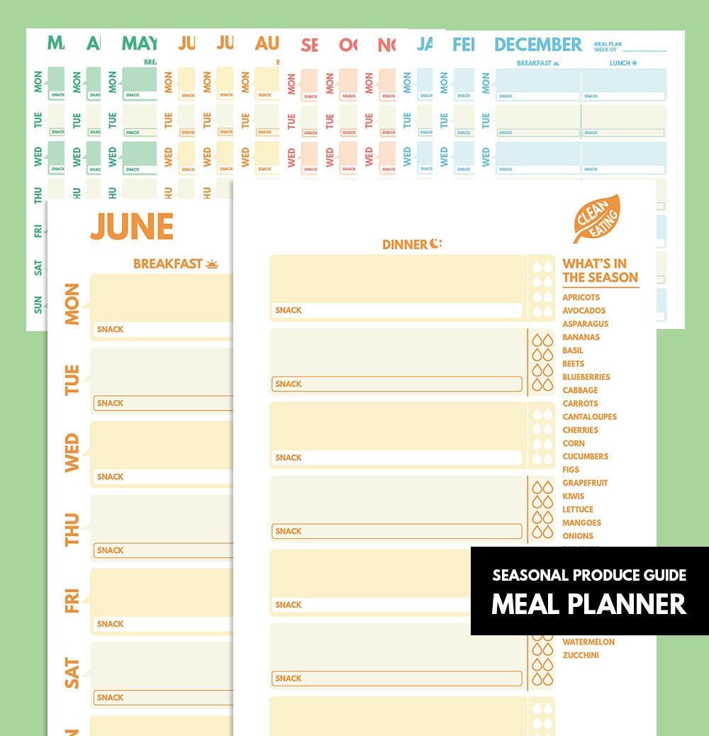 Printable Meal Planner for Clean Eating, Printable Weight Loss Journal ...