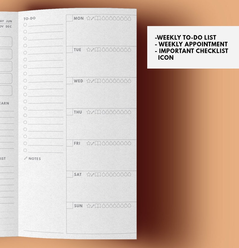 Travelers Notebook Insert Printable Midori Weekly Planner - Etsy