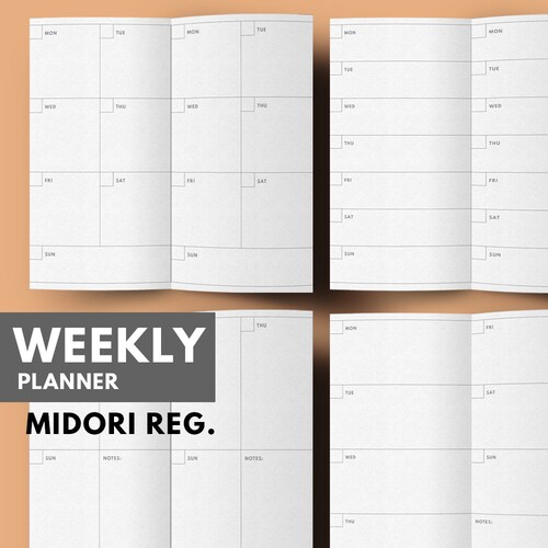 Travelers Notebook Insert Printable Midori Weekly Planner | Etsy