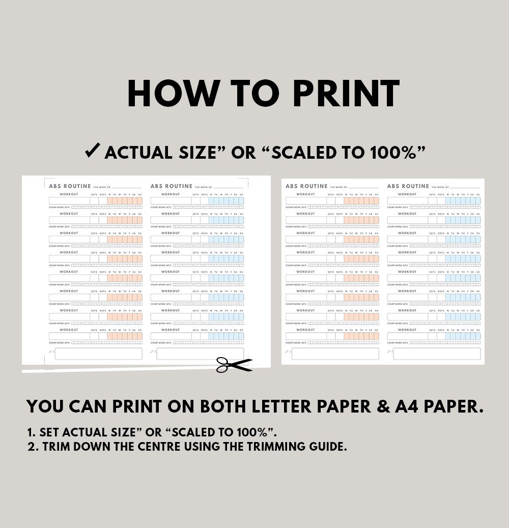 Abs Workout Routine Tracker, Printable Weight Loss Habit Tracker for ...