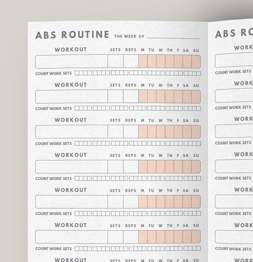Abs Workout Routine Tracker, Printable Weight Loss Habit Tracker for ...