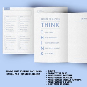 Mindfulness Journal, Mindfulness Planner Printable, Gratitude Journal ...