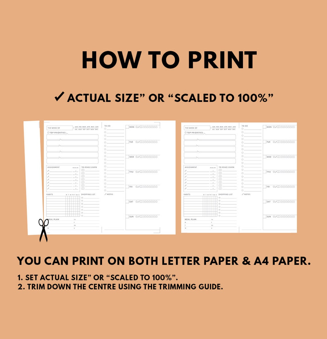 Travelers Notebook Insert Printable Midori Weekly Planner - Etsy