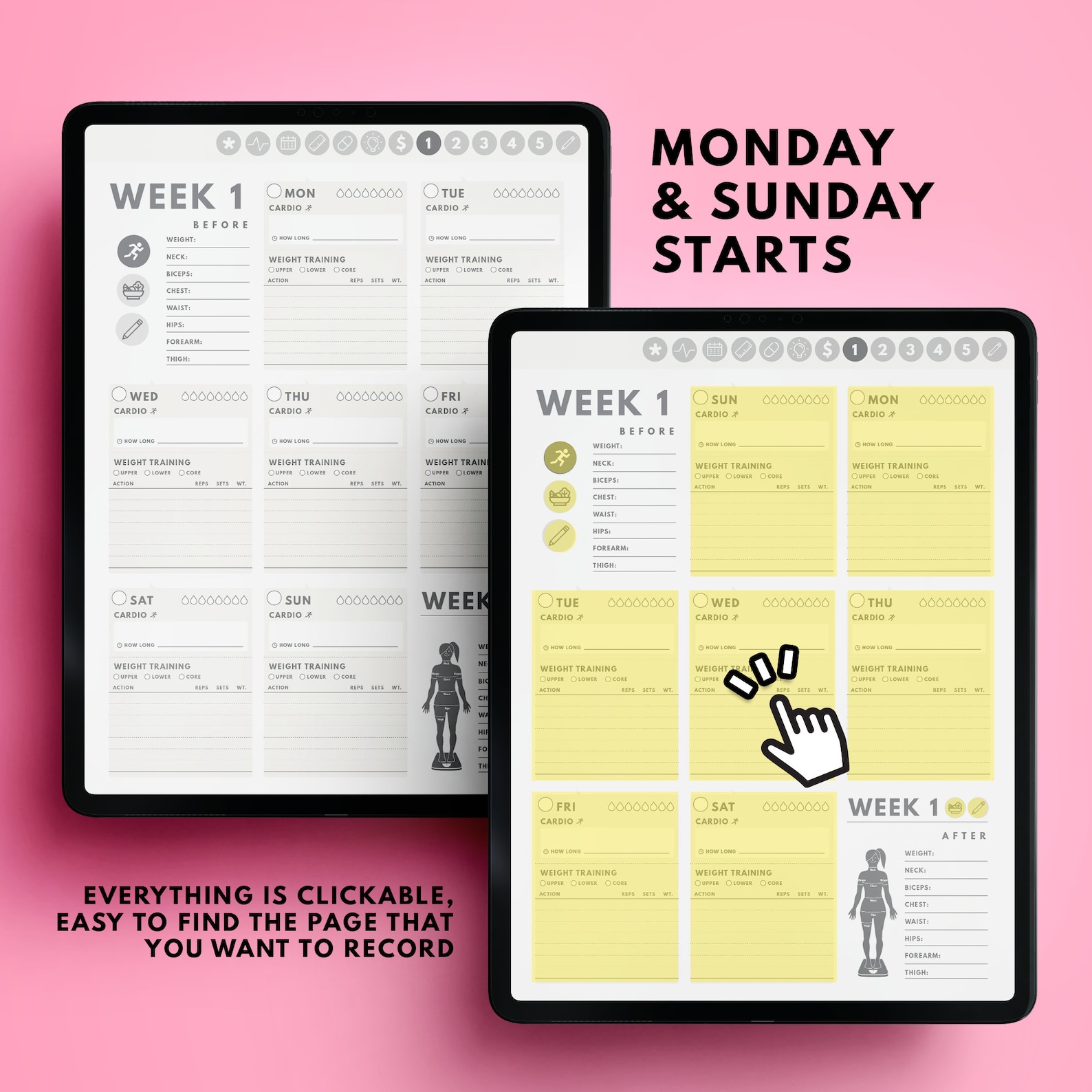 Vertical Digital Fitness Planner With Hyperlinked for | Etsy
