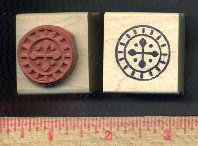 Rubber Stamp Cross Inside Circle | Etsy