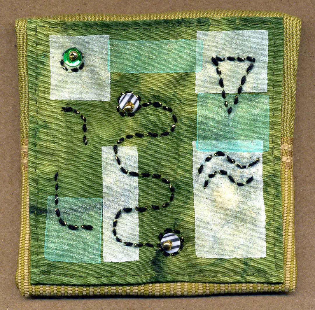 Small Square Embroidered and Embellished Pouch – Green, Aqua, White ...