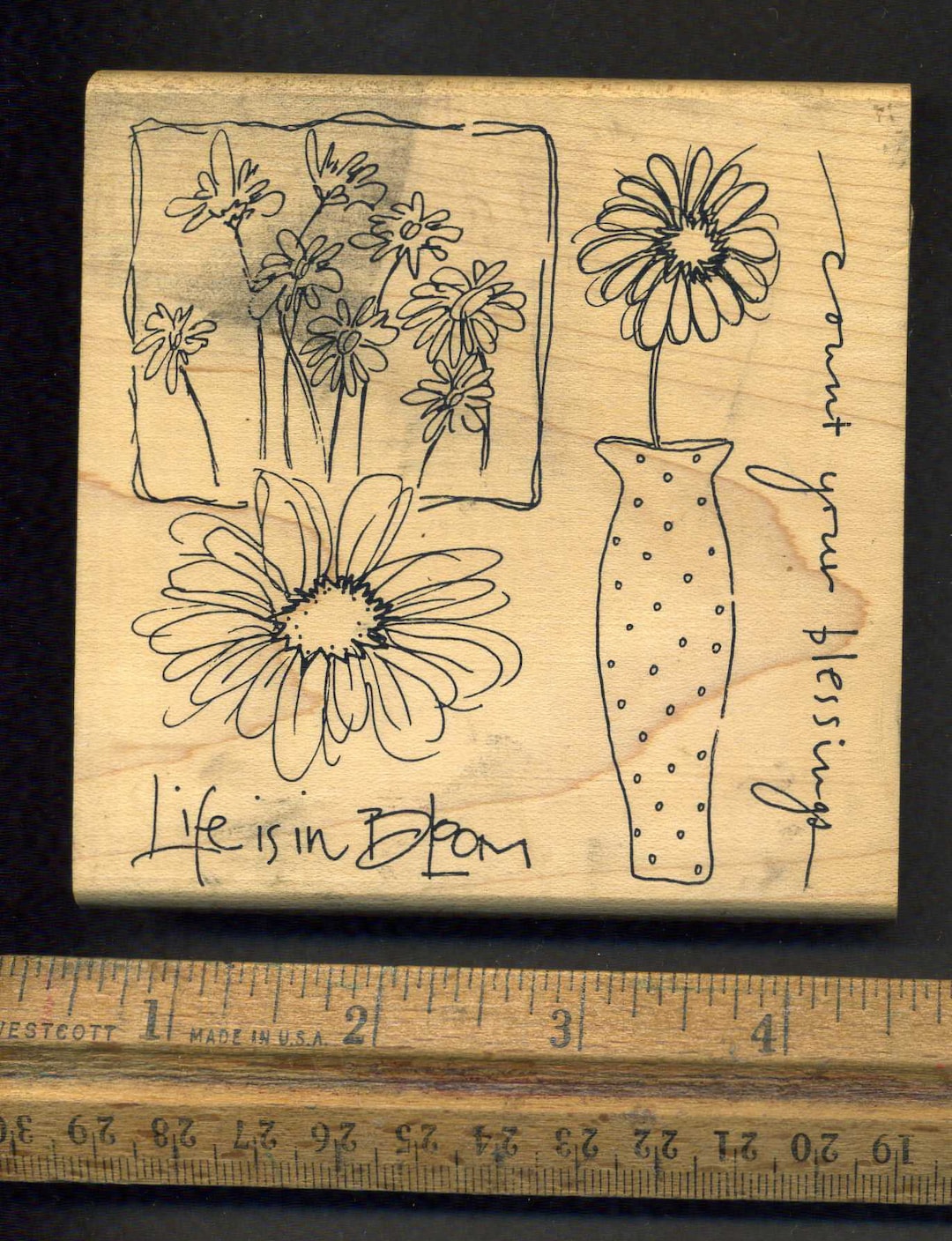Pre-owned Rubber Stamps on Wood Mounts - Floral Group 2 - Etsy