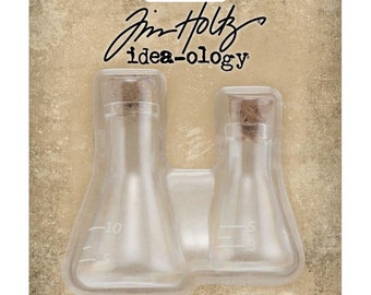 Tim Holtz Idea-ology Small Corked Glass Flasks: Laboratory 2/pkg ...
