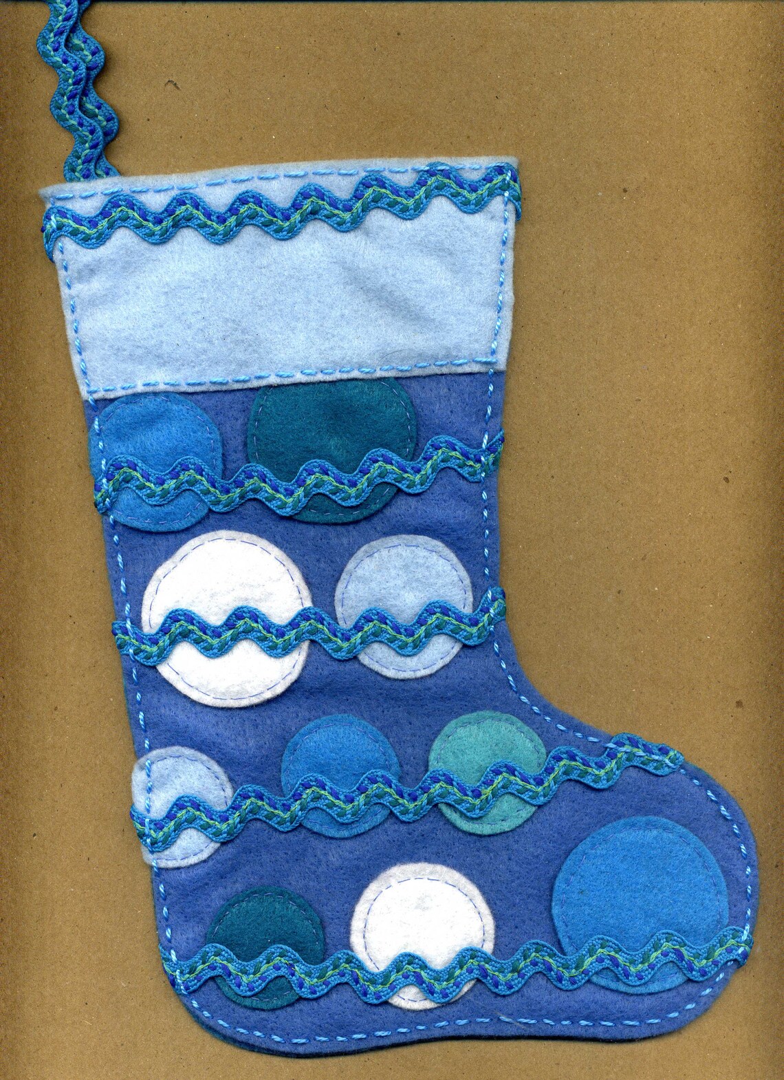 Felt Christmas Stocking With Hand Sewn Applique Blue and - Etsy