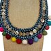 Womens Colorful Multi Strand Beaded Waterfall Collar Scarf Necklace ...