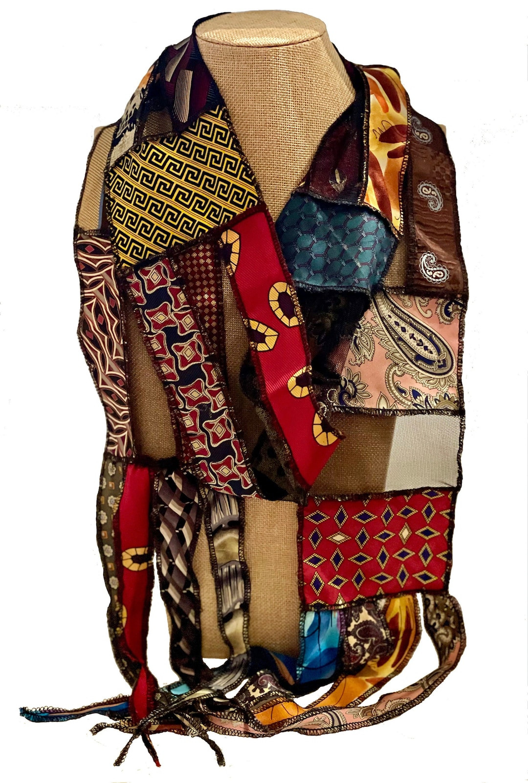 Patchwork Recycled Tie Scarf: Black Tulle & Dancing Tails - Etsy