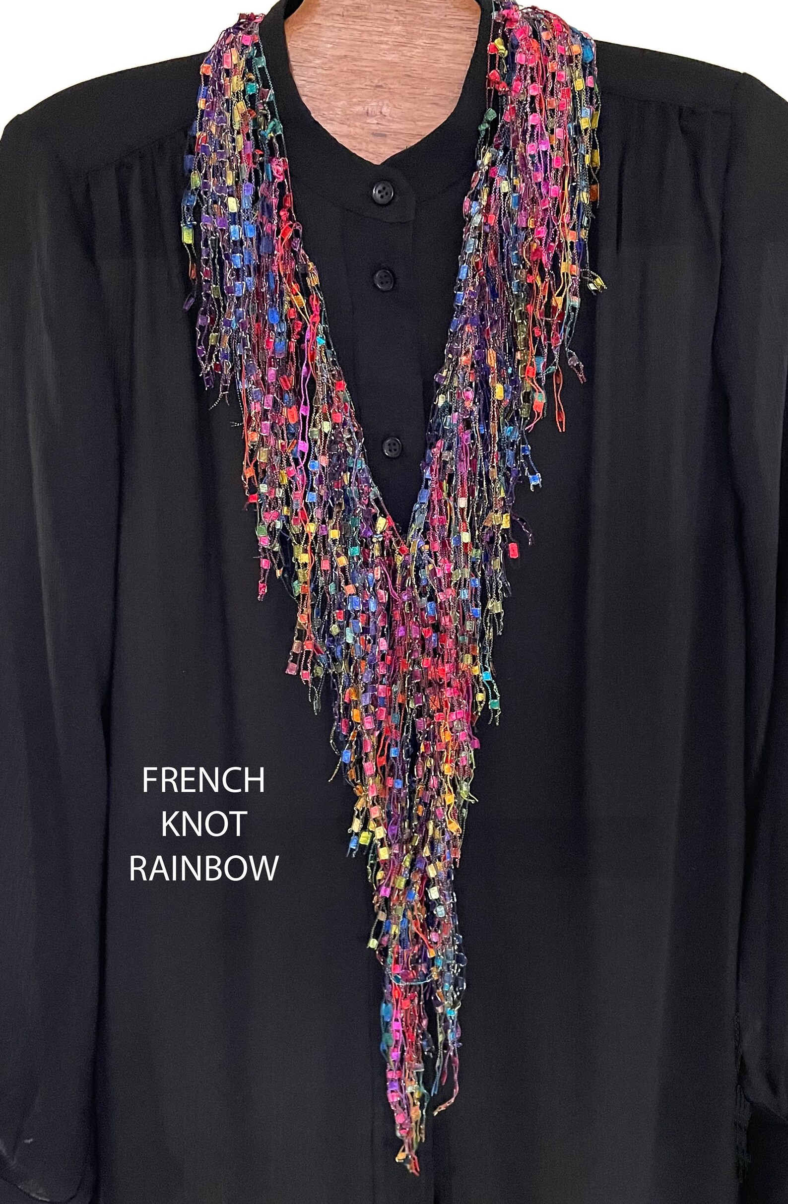 Womens Ladder Yarn Lightweight Scarf Necklace With Metallic Accents ...