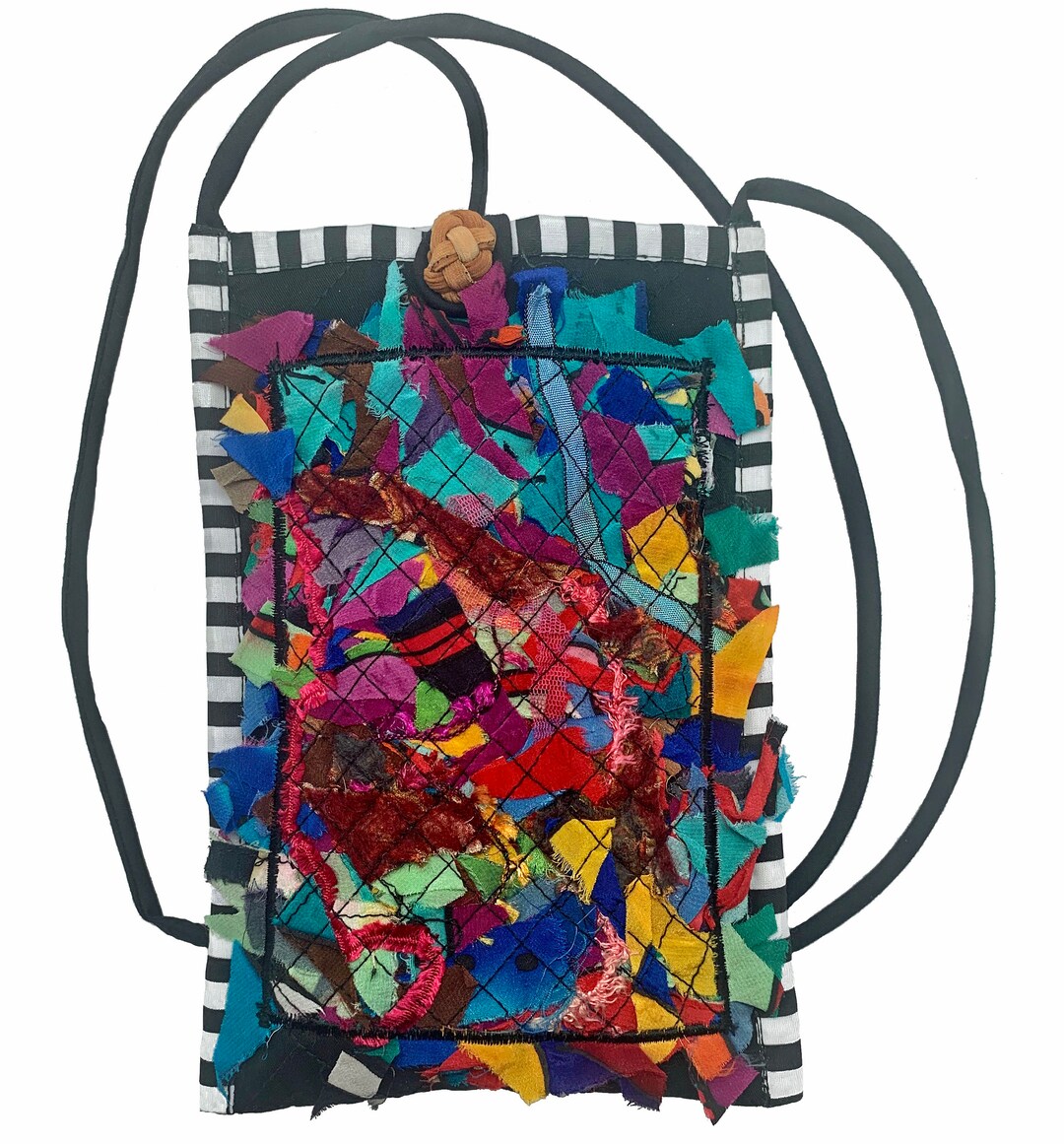 Women's Handmade Recycled Fabric Scrap Cross Body Cell Phone Bag - LRW ...