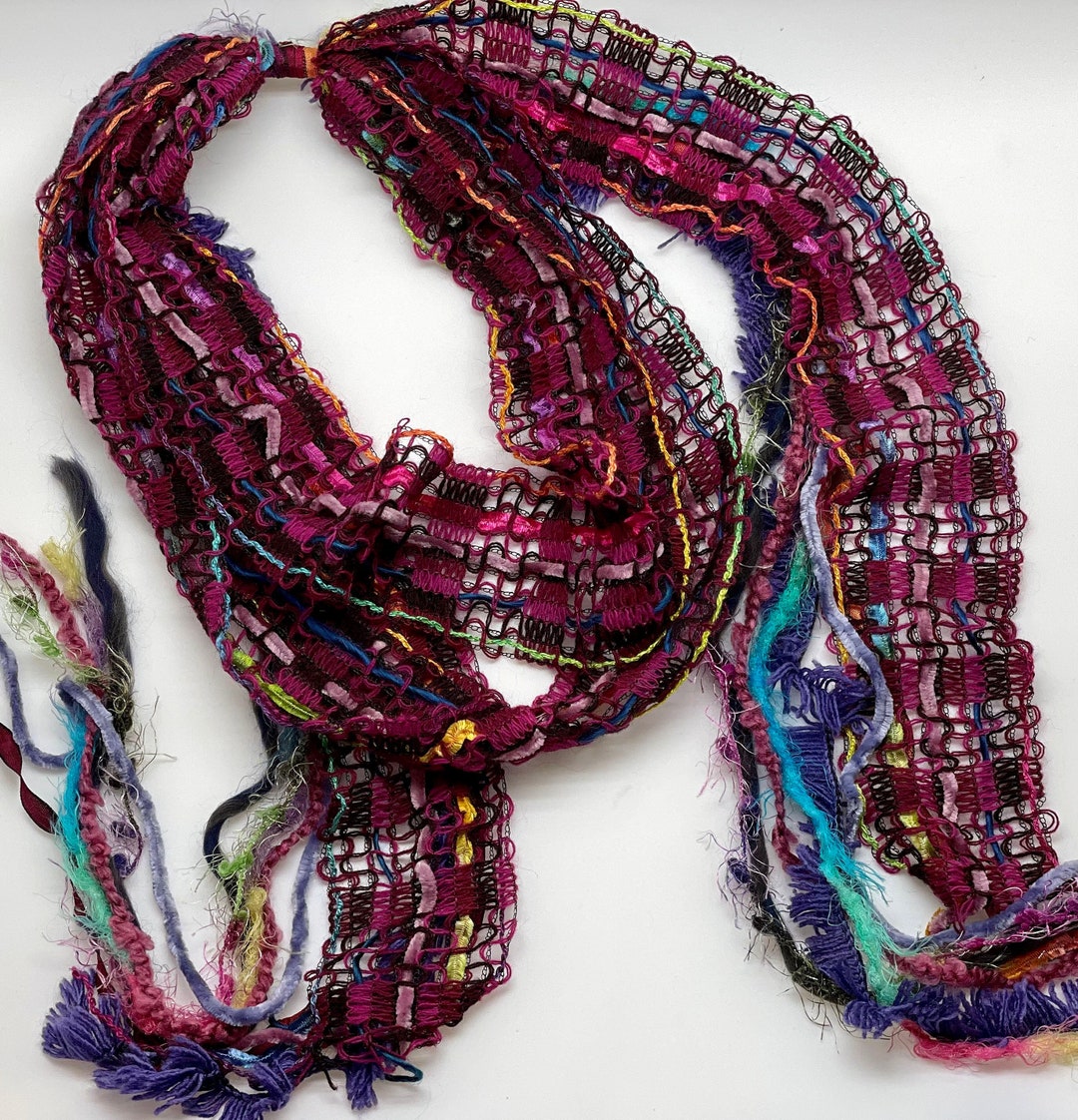 LRW DESIGNS Women’s Handmade Multi Strand Yarn Cowl Scarf, Merlot Wine ...