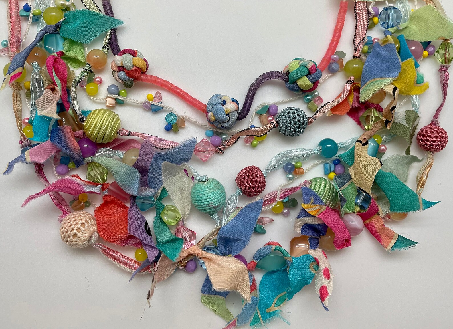 Women's Pastel Quilted Hand Painted Silk Skinny Scarf Necklace With Non ...