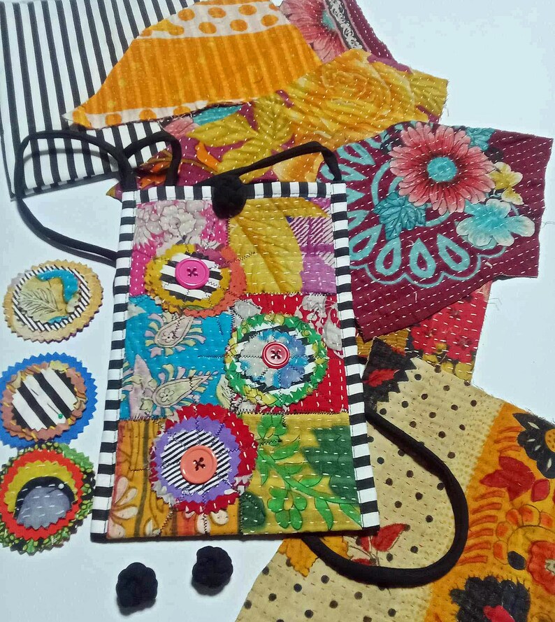 Recycled Sari Fabric Cross Body Cell Phone Bag - LRW Designs - Etsy