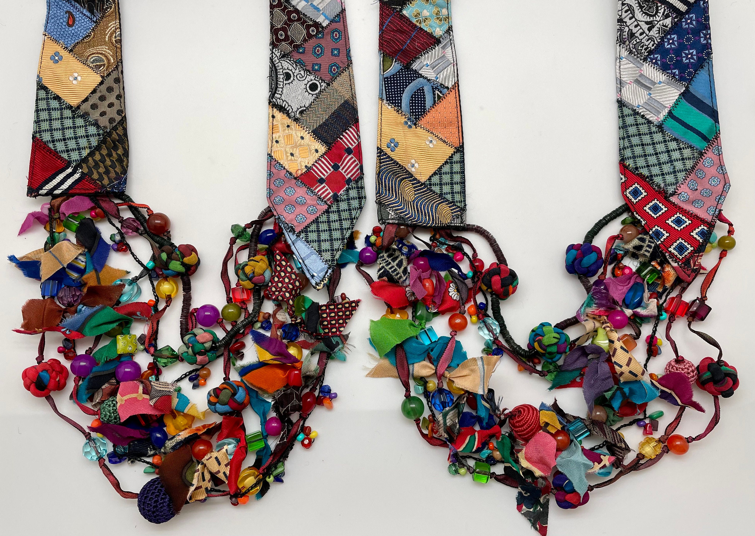 Womens Colorful Multi Strand Beaded Waterfall Collar Scarf Necklace ...