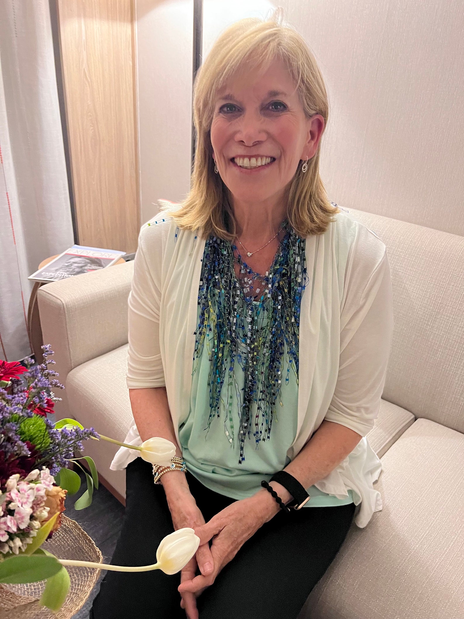 Womens Ladder Yarn Lightweight Scarf Necklace With Metallic Accents ...