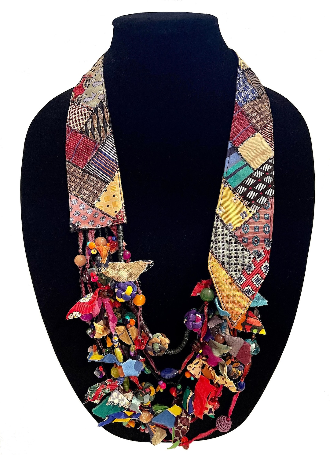 Women’s Colorful Multi Strand Beaded Waterfall Collar Scarf Necklace ...
