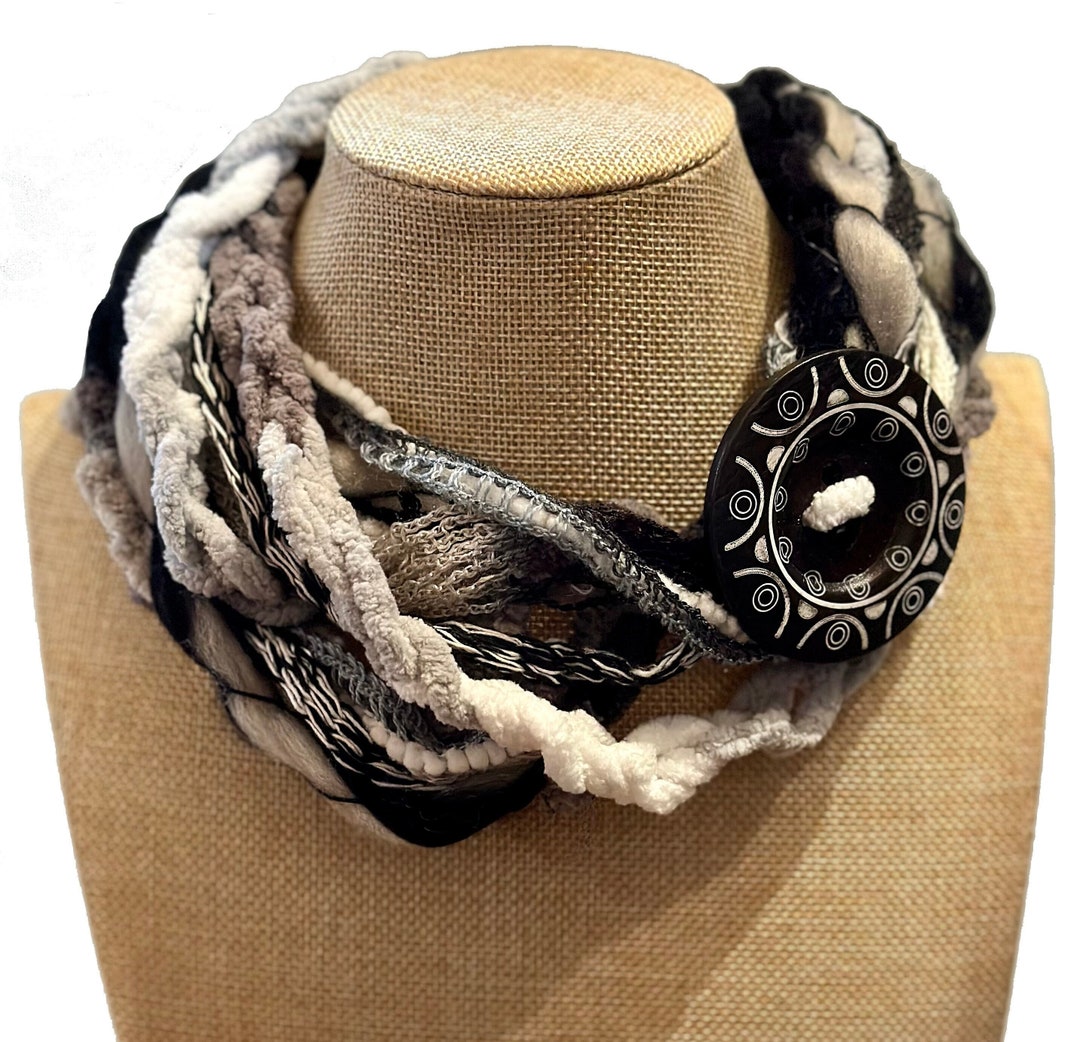 Handmade Infinity Yarn Multi Strand Cowl Rope Scarf With Button Accent ...