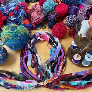 Multi Strand Cowl Yarn Scarf Made From Upcycled Shredded Fabrics and ...