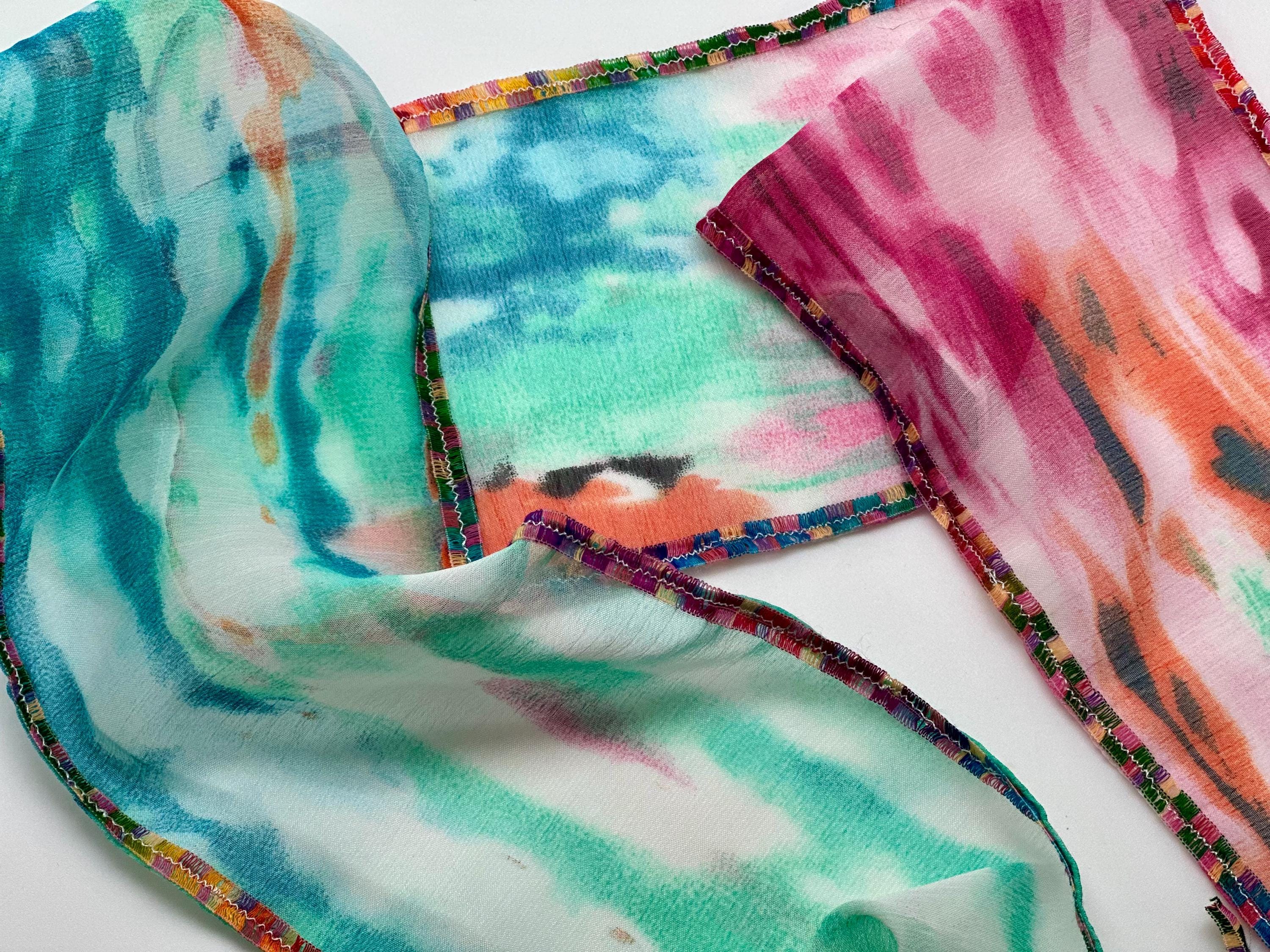 Women's Lace Thread Sari Silk Oblong Scarf - Multi Colored Yarns ...