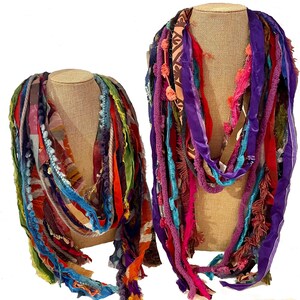 Multi Strand Cowl Yarn Scarf Made From Upcycled Shredded Fabrics and ...
