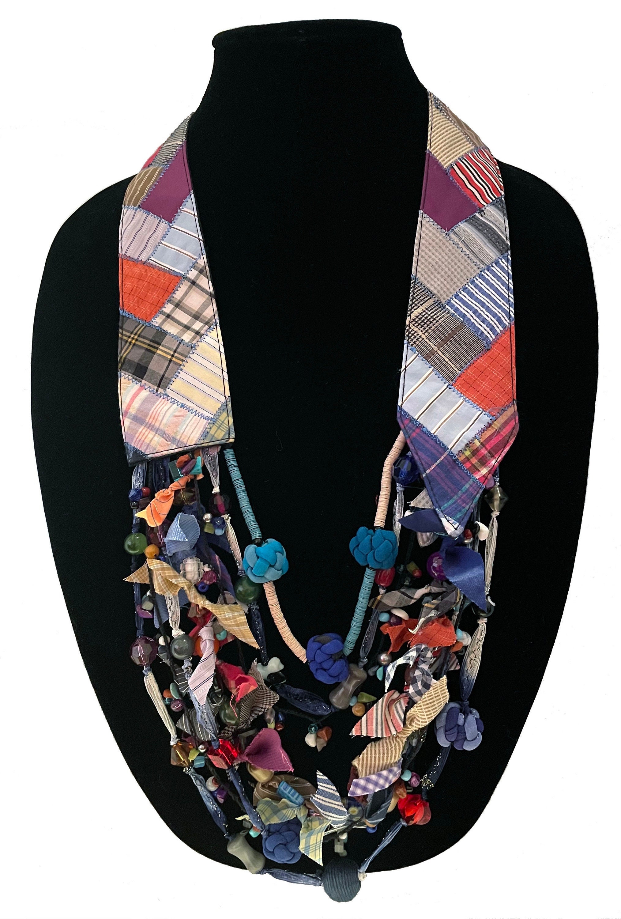 Women’s Colorful Multi Strand Beaded Waterfall Collar Scarf Necklace ...