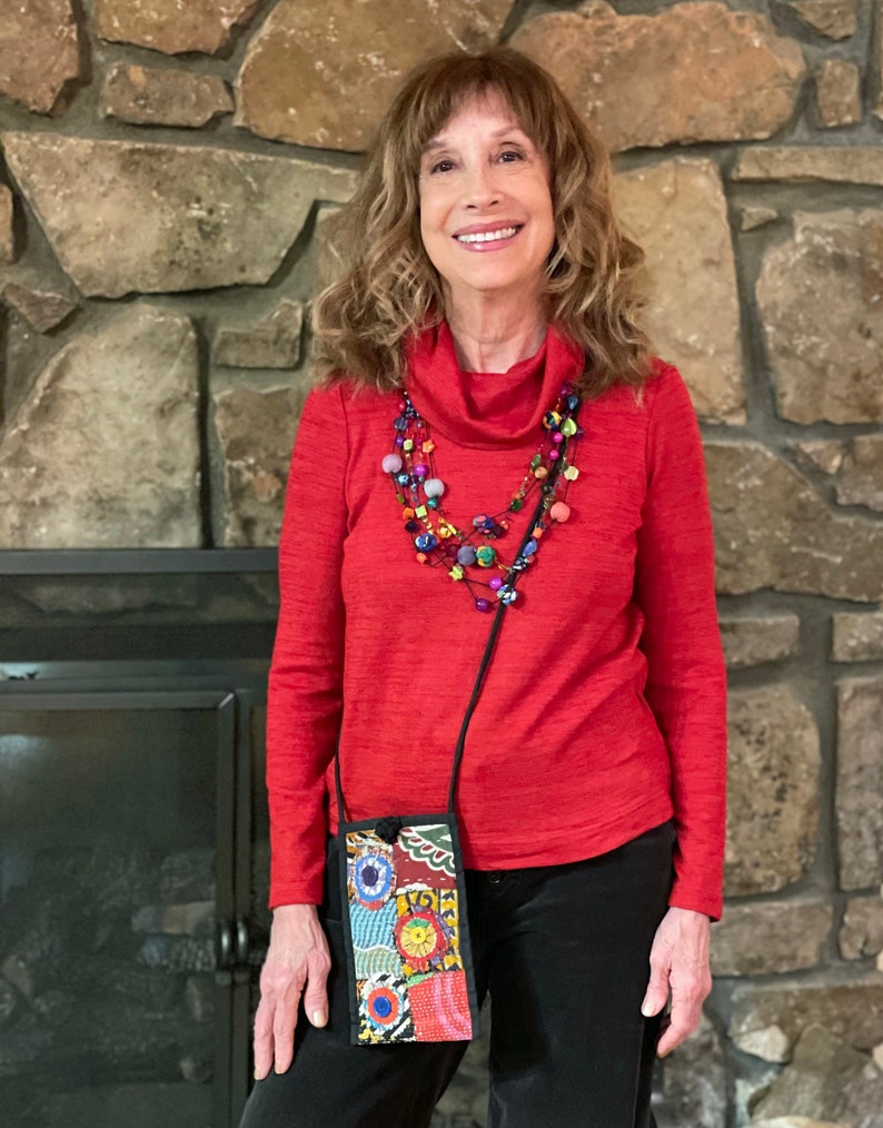 Recycled Sari Fabric Cross Body Cell Phone Bag LRW Designs - Etsy