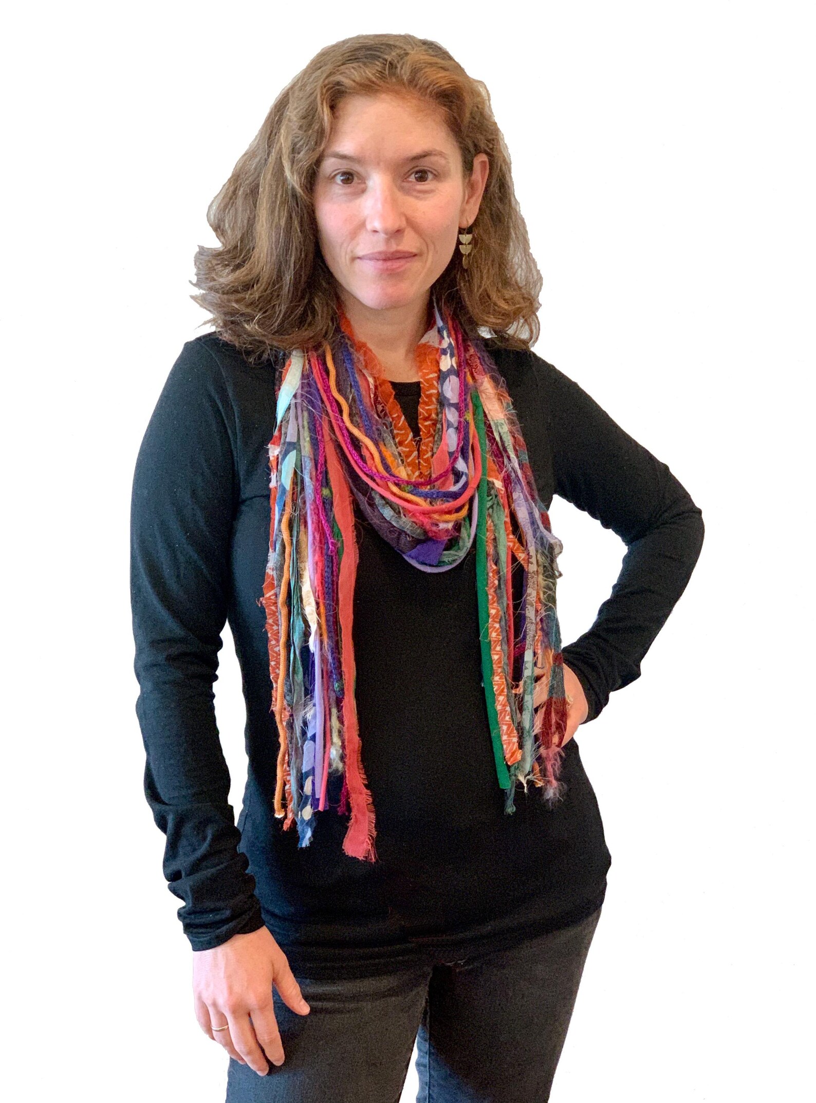 Multi Strand Cowl Yarn Scarf Made From Upcycled Shredded Fabrics and ...
