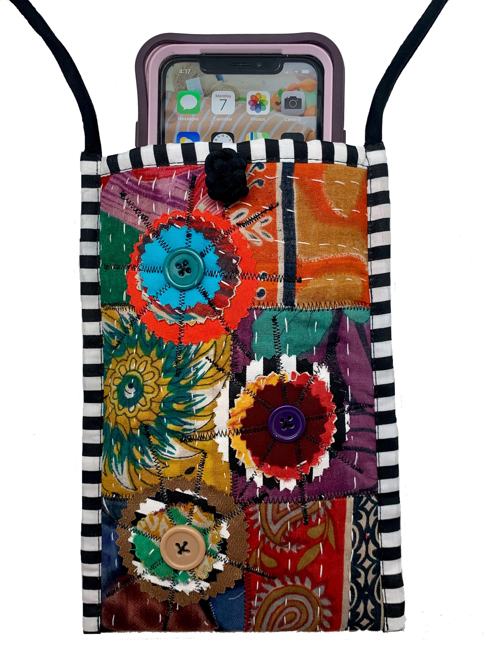 Recycled Sari Fabric Cross Body Cell Phone Bag - LRW Designs - Etsy