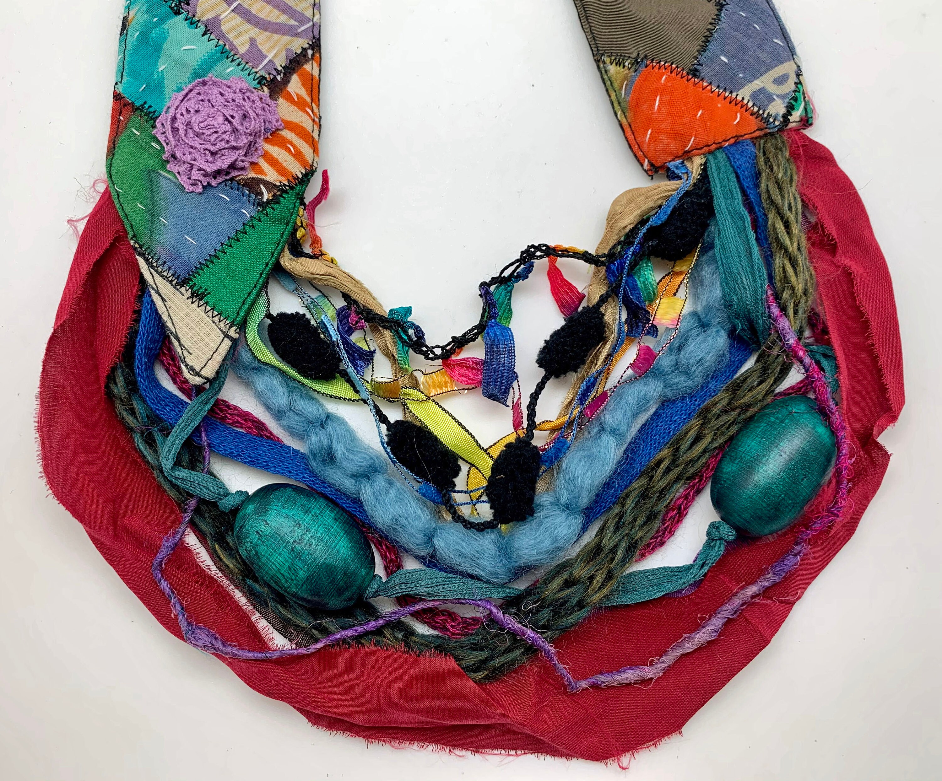 Womens Colorful Multi Strand Recycled Sari Fabric and Yarn Waterfall ...