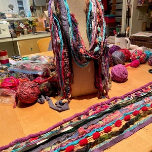 Multi Strand Cowl Yarn Scarf Made From Upcycled Shredded Fabrics and ...