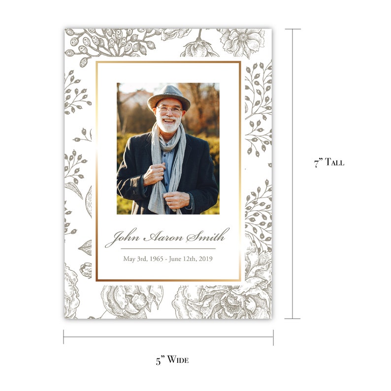 Gold Taupe Floral Funeral Program • Printable Memorial Program ...