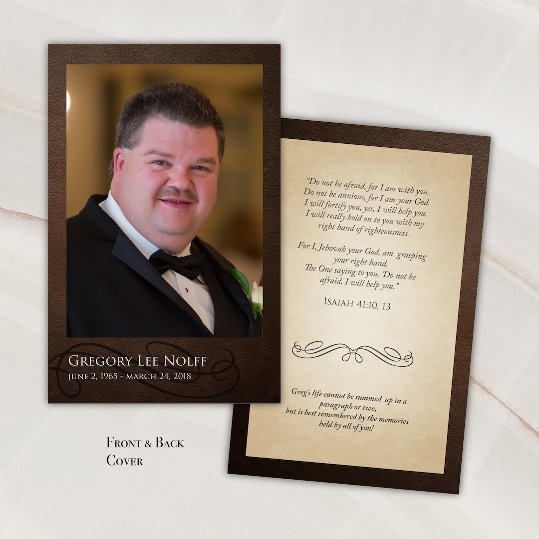 Masculine Leather Funeral Program • Printable Memorial Program ...