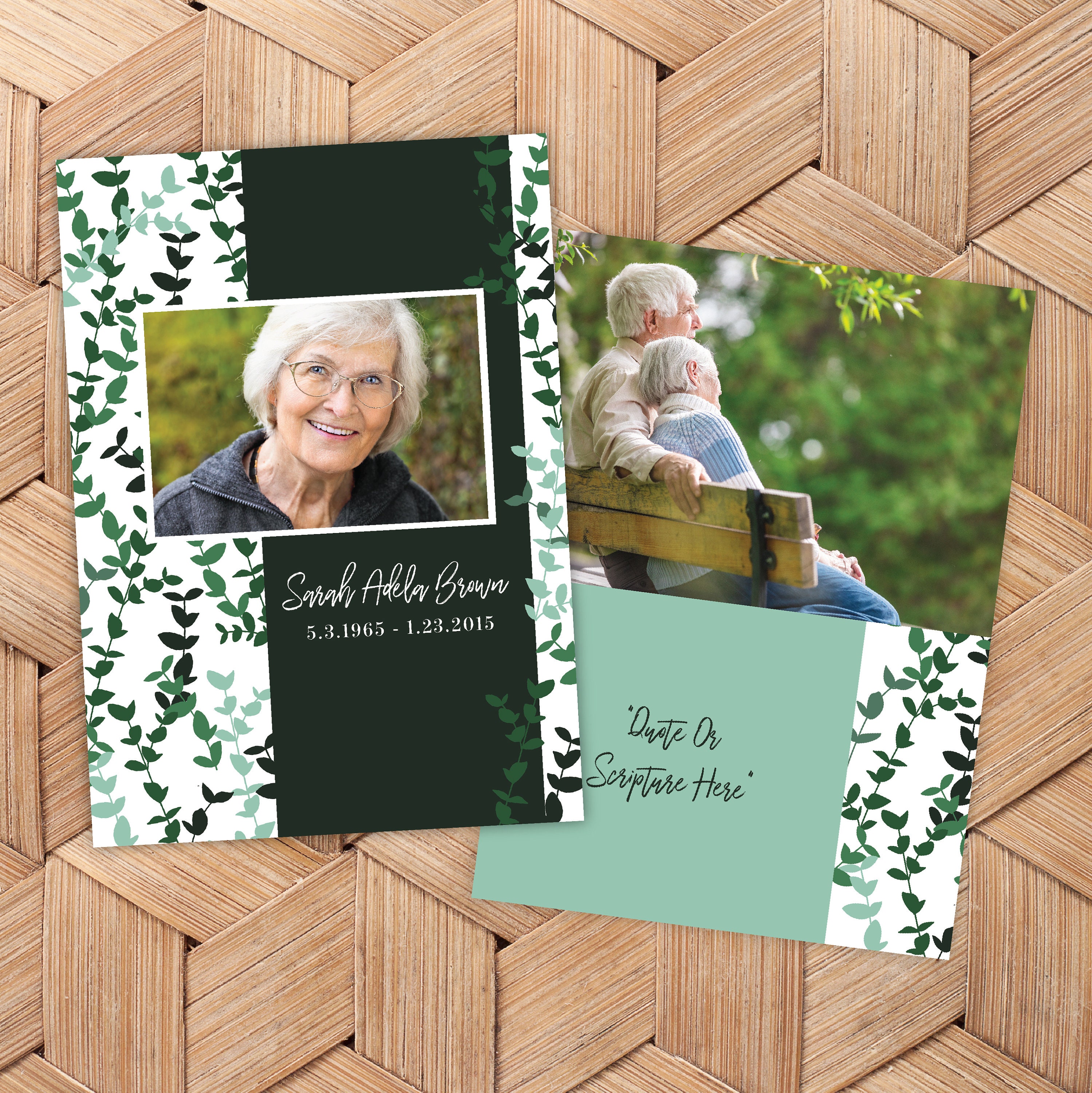 Teal Greenery Funeral Program Printable Floral Memorial Program Printed ...