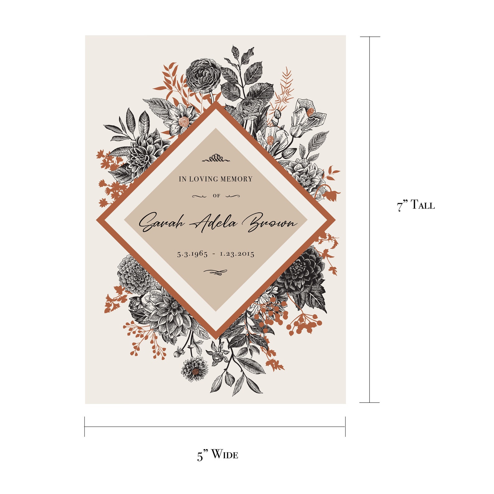 Fall Themed Funeral Program • Printable Floral Memorial Program ...
