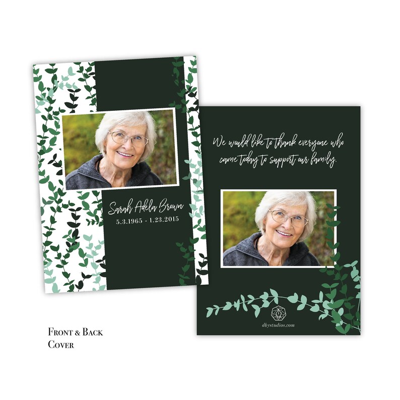 Teal Greenery Funeral Program • Printable Floral Memorial Program ...
