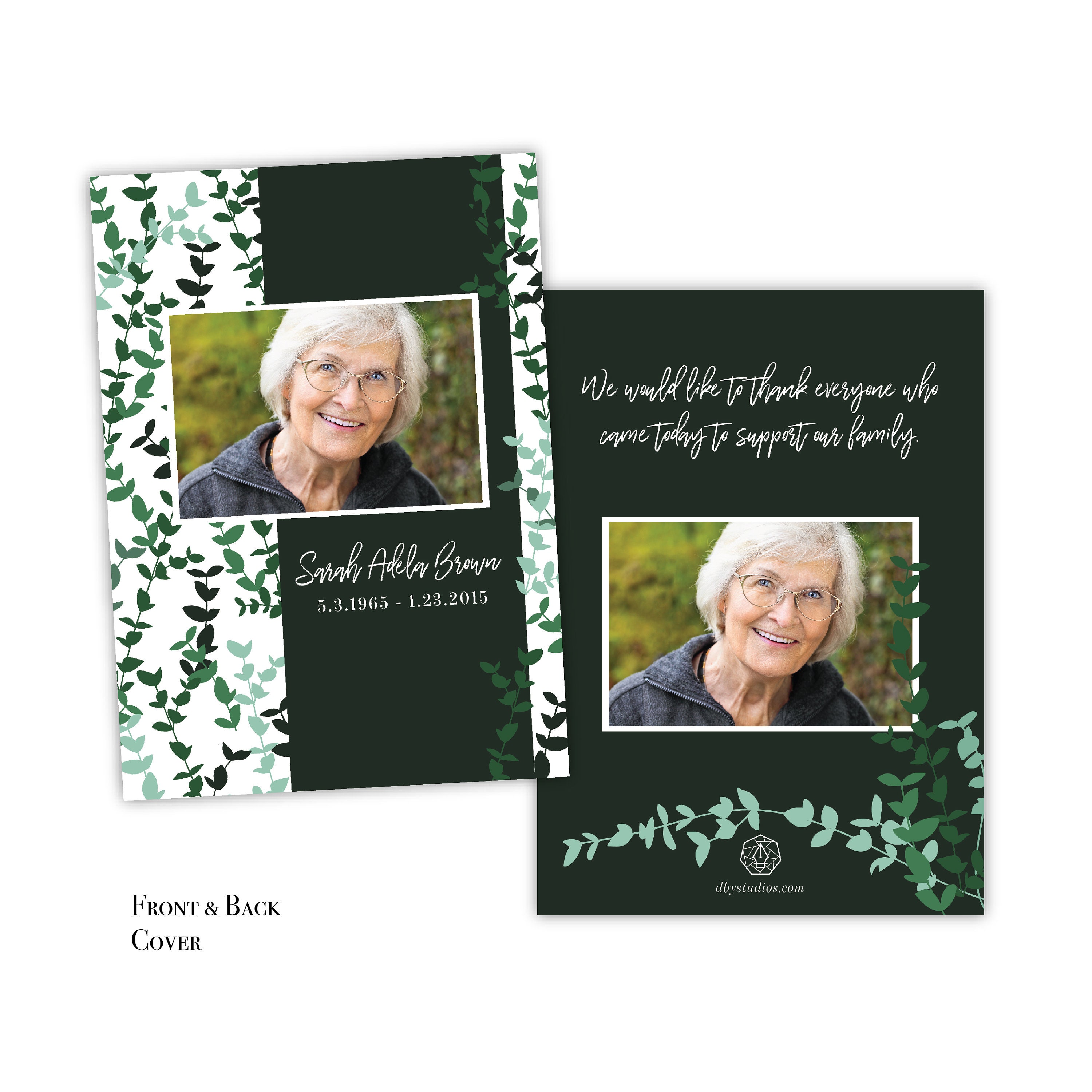 Teal Greenery Funeral Program Printable Floral Memorial Program Printed ...