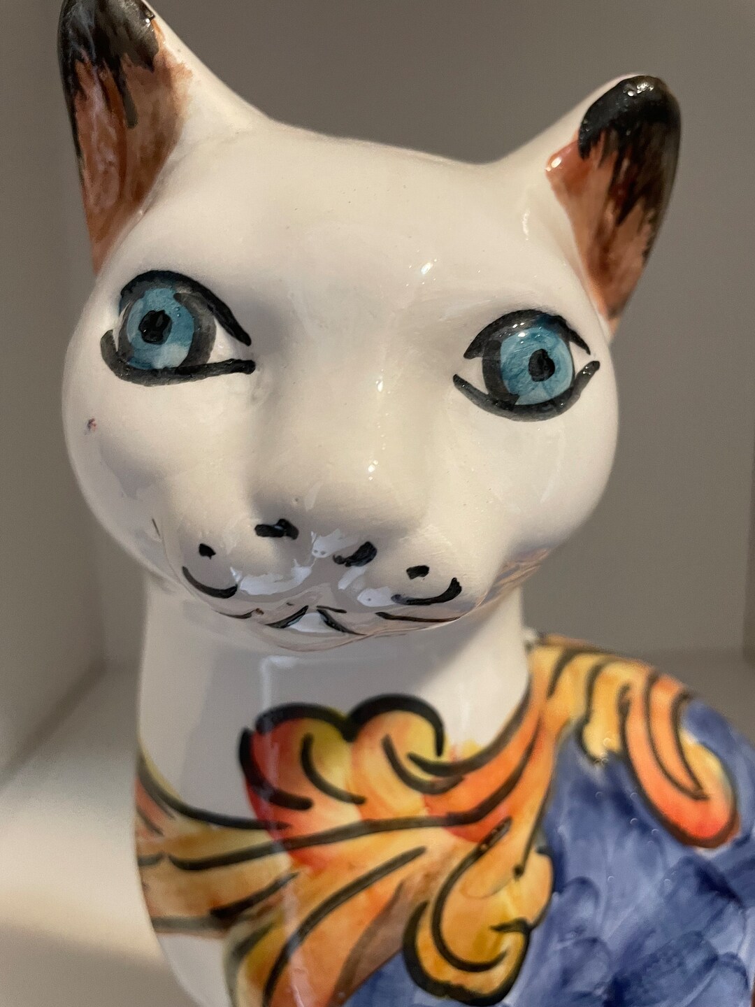 Cat Pottery Sculpture Italian Inspired 11.5in - Etsy