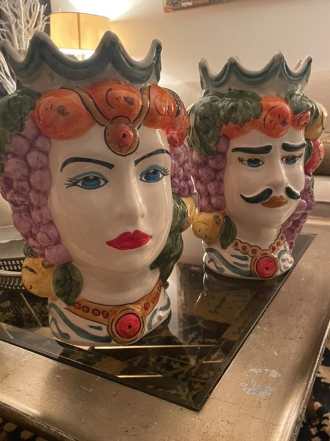 Sicilian Styled Ceramic Planter Heads 32 Cm - Etsy