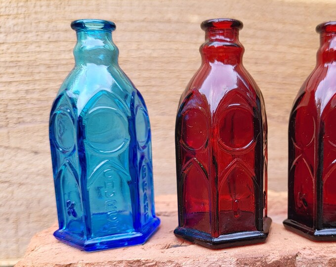 Church Brand Ink Wheaton Glass Miniature Bottle Apothecary Pressed Glass Shaped Bottles Vintage